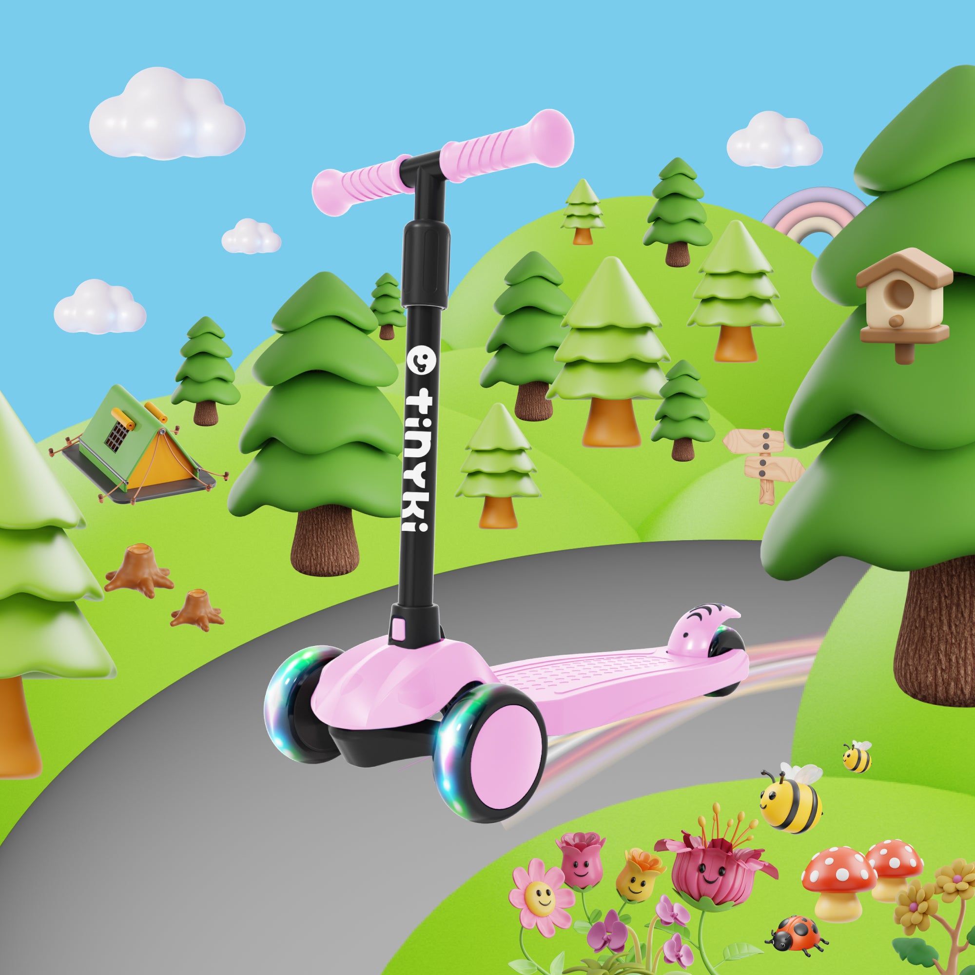 Patinetes niños de 2 a 6 años con luces LED y manillar ajustable – Tinyki